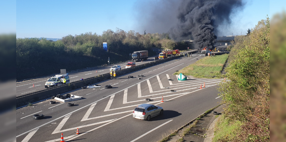 [Photos] Camion en feu sur l'A46 : circulation rétablie, mais difficile ...